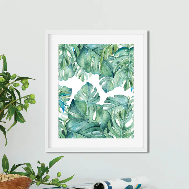 Watercolor Tropical Leaves Poster | Zazzle