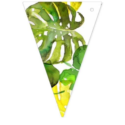 Watercolor Tropical Leaves wedding monogram Bunting Flags | Zazzle