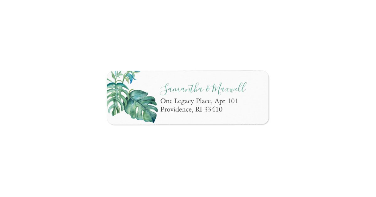Watercolor Tropical Palm Leaves Address Labels | Zazzle