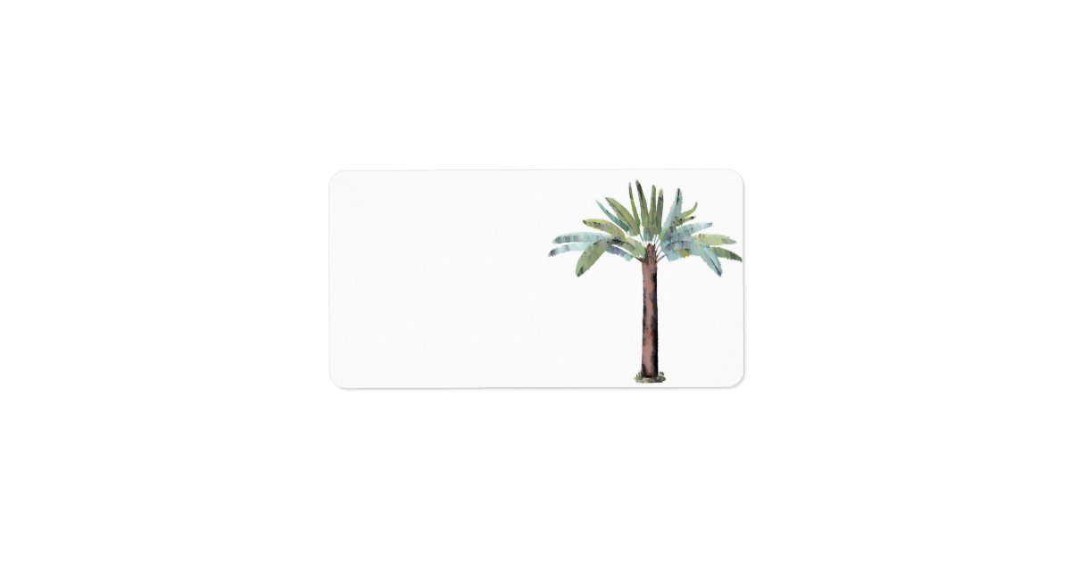 Watercolor Tropical Palm Tree Label | Zazzle