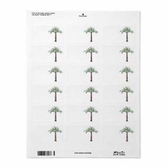 Watercolor Tropical Palm Tree Label | Zazzle