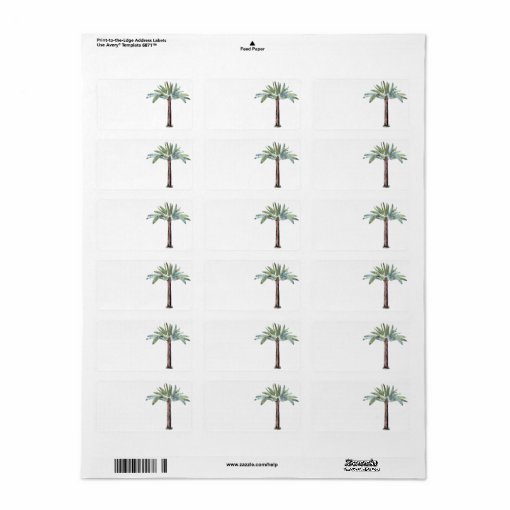Watercolor Tropical Palm Tree Label | Zazzle