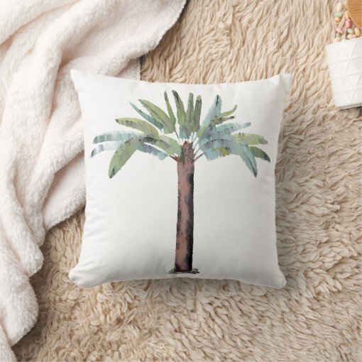 Watercolor Tropical Palm Tree Throw Pillow | Zazzle