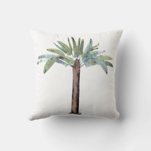 Watercolor Tropical Palm Tree Throw Pillow | Zazzle
