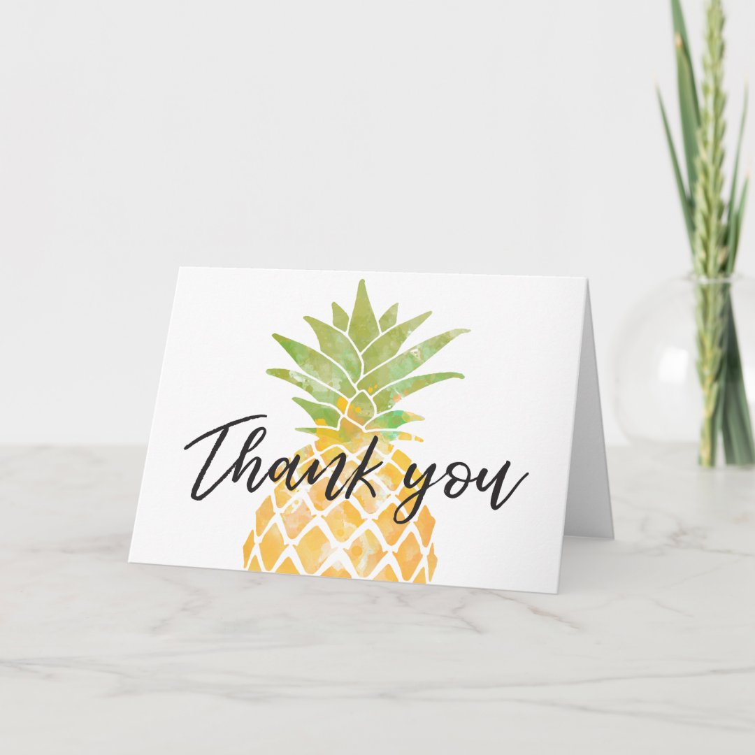 Watercolor Tropical Pineapple Thank You | Zazzle