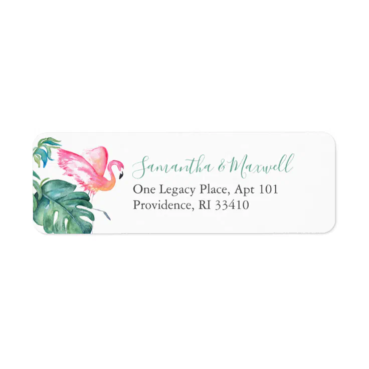 Watercolor Tropical Pink Flamingo Address Labels | Zazzle