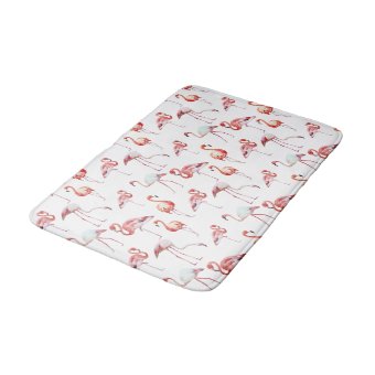 Watercolor Tropical Pink Flamingo Bath Mat | Zazzle