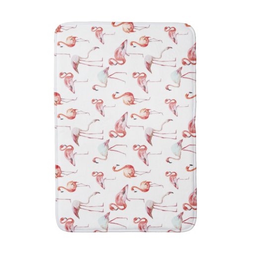 Watercolor Tropical Pink Flamingo Bath Mat | Zazzle