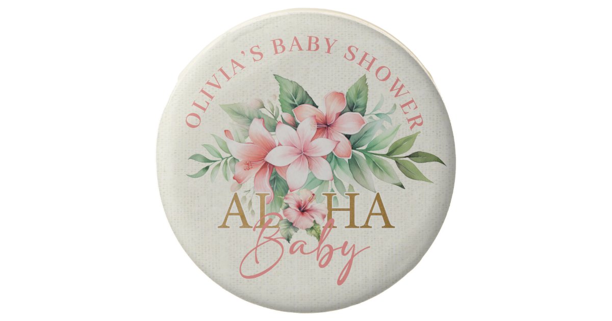 Watercolor Tropical Pink Floral Aloha Baby Shower Chocolate Covered ...