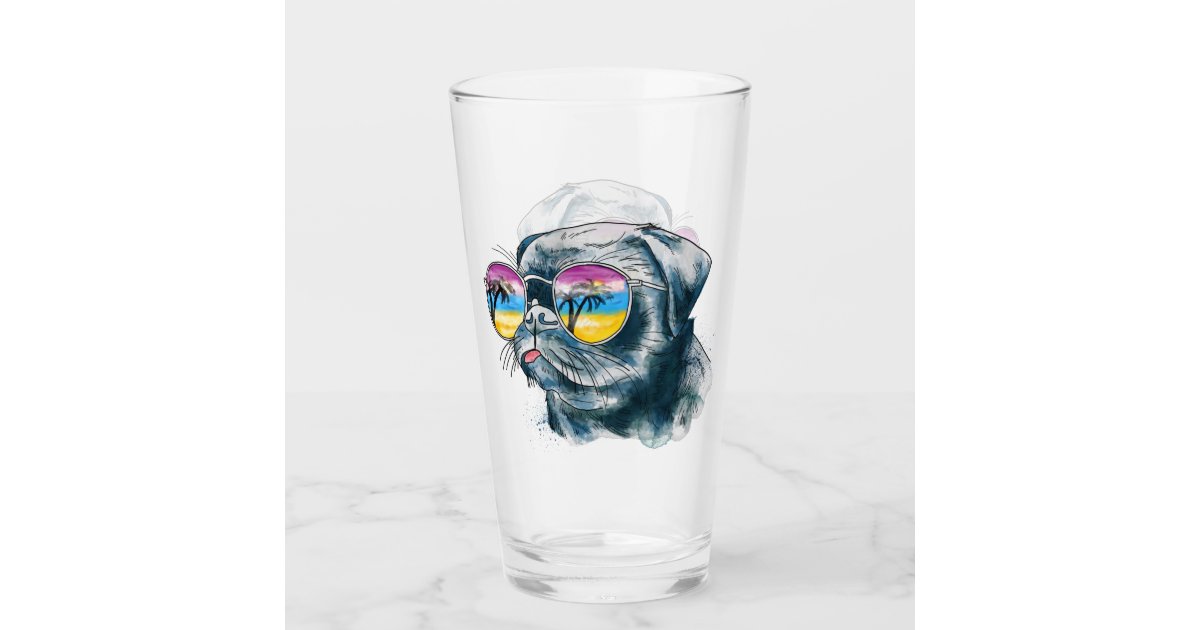 Watercolor Tropical Puppy Glass | Zazzle