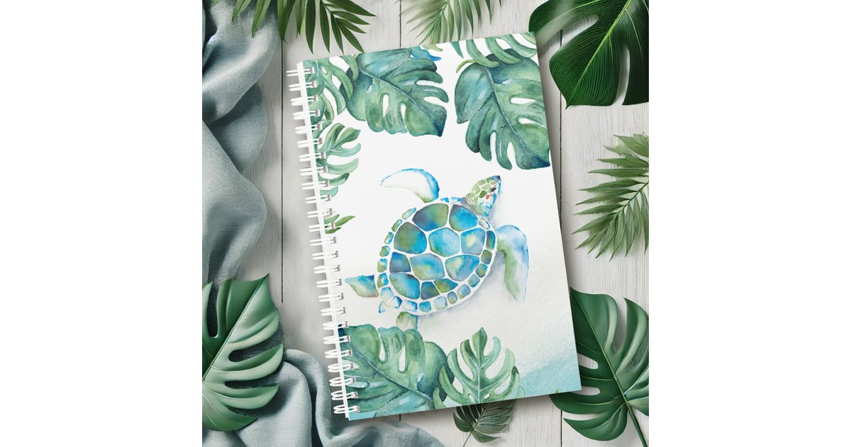 Watercolor Tropical Sea Turtle Planner | Zazzle