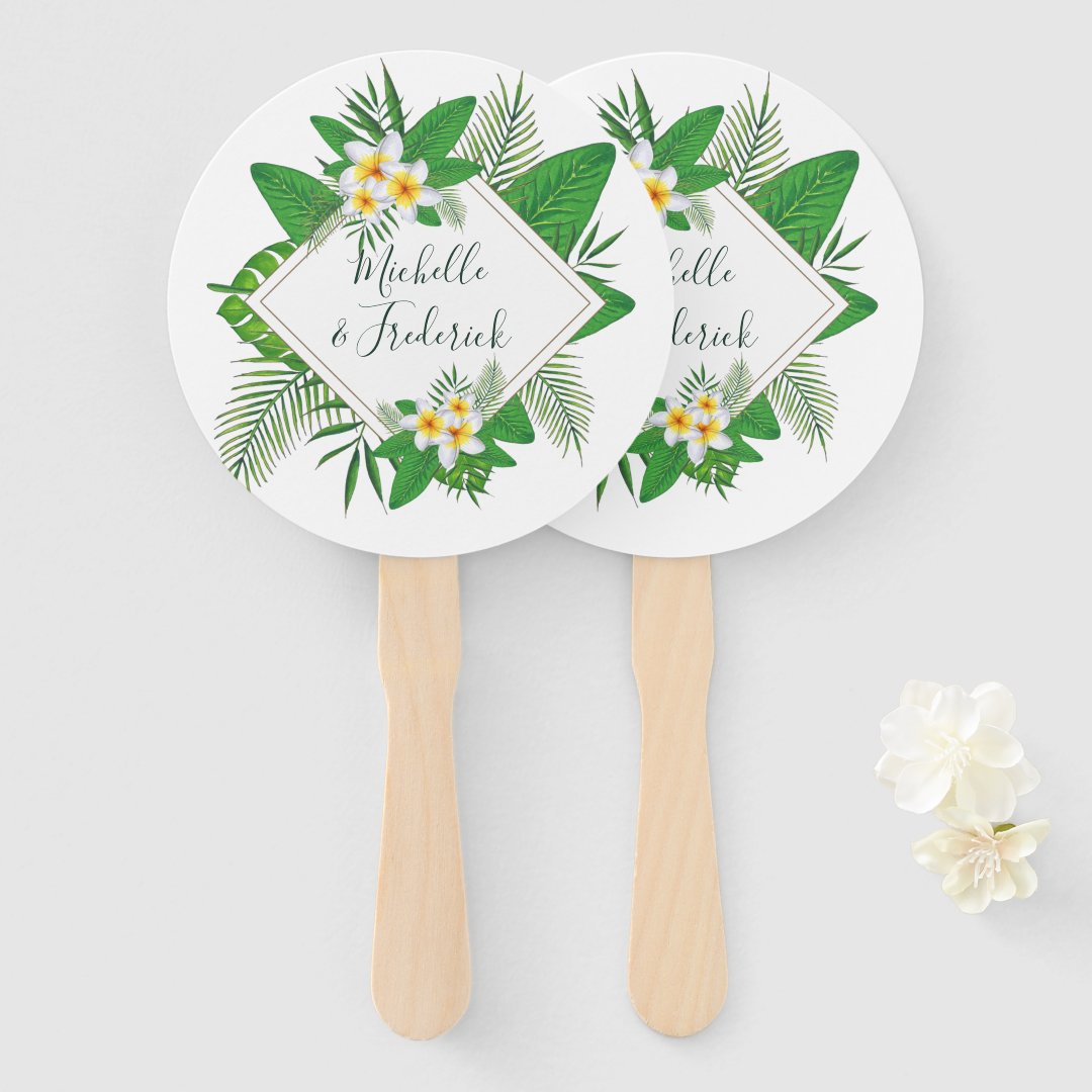Watercolor tropical Wedding Hand Fan | Zazzle