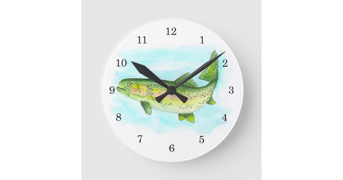 Watercolor Trout Clock | Zazzle