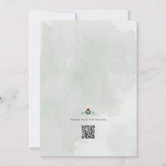 Watercolor tulip qr code wedding invitation | Zazzle