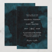 watercolor turquoise and black wedding invitations | Zazzle