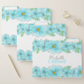 Watercolor Turquoise Blue Flowers and Greenery File Folder | Zazzle