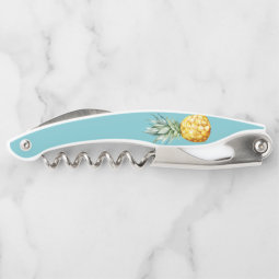 Watercolor Turquoise Pineapple Summer Cute Waiter's Corkscrew | Zazzle