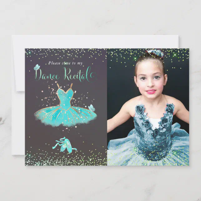 Watercolor Turquoise Tutu Dance Recital Invitation | Zazzle
