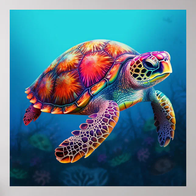 Watercolor Turtle Poster | Zazzle