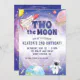 Watercolor Two the Moon Space Birthday Invitation | Zazzle