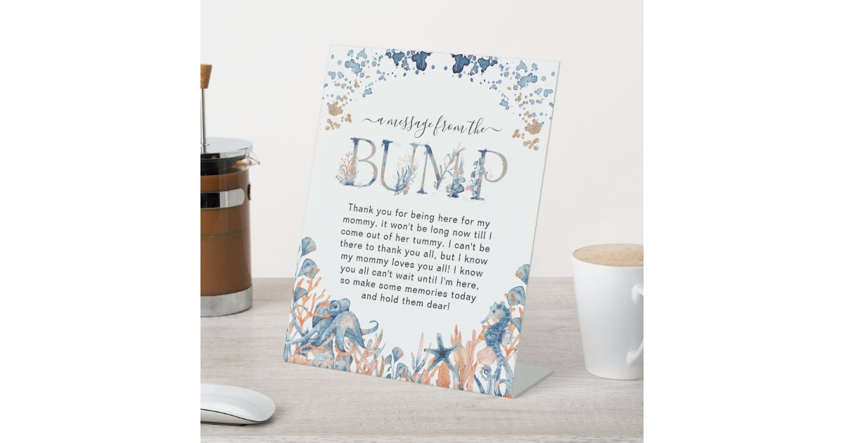 Watercolor Under-the-Sea A message from Bump Pedestal Sign | Zazzle