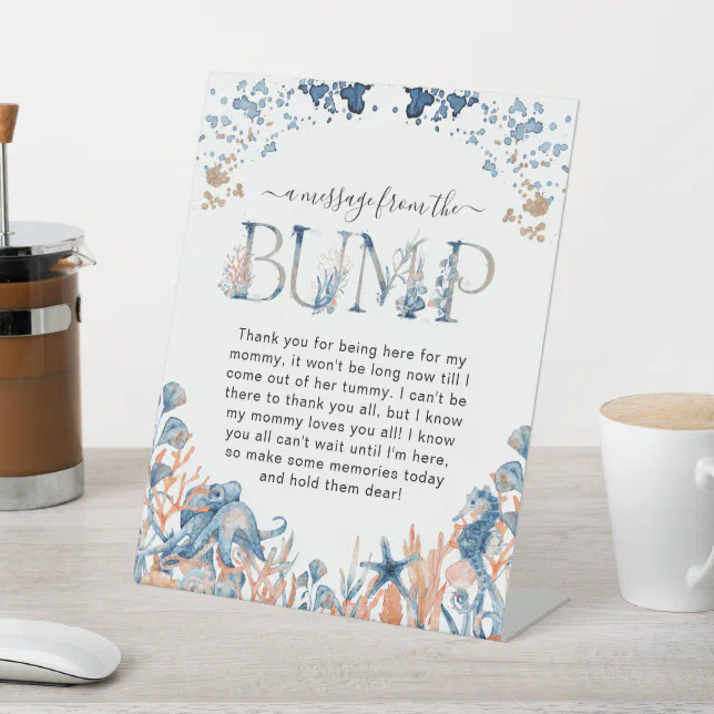 Watercolor Under-the-Sea A message from Bump Pedestal Sign | Zazzle