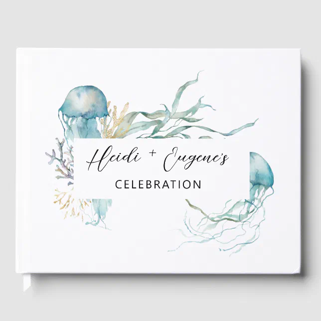 Watercolor Under the Sea Jellyfish Guest Book | Zazzle