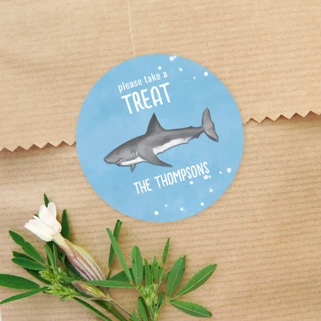 Watercolor Under The Sea Ocean Blue Sharks Classic Round Sticker | Zazzle