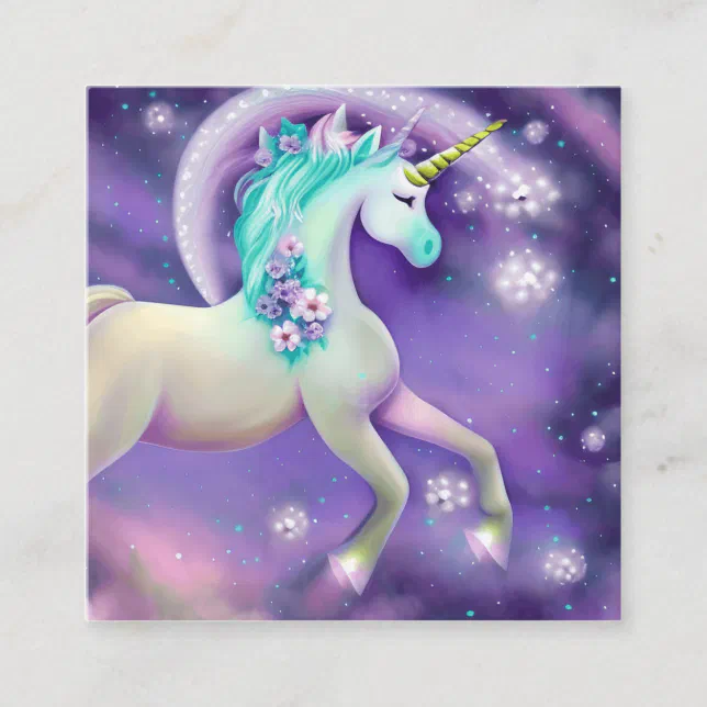 Watercolor Unicorn Square Business Card | Zazzle