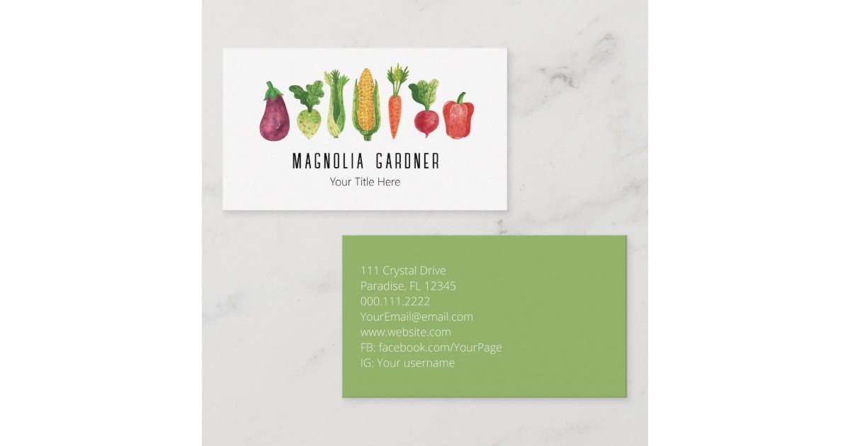 Watercolor Vegetables Business Card | Zazzle