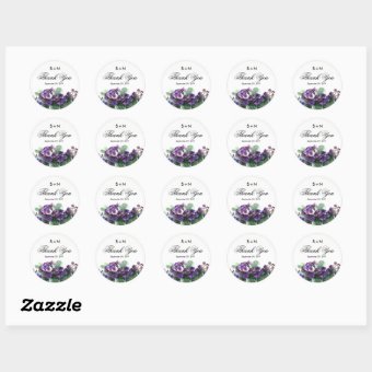 Watercolor viola flower wedding classic round sticker | Zazzle