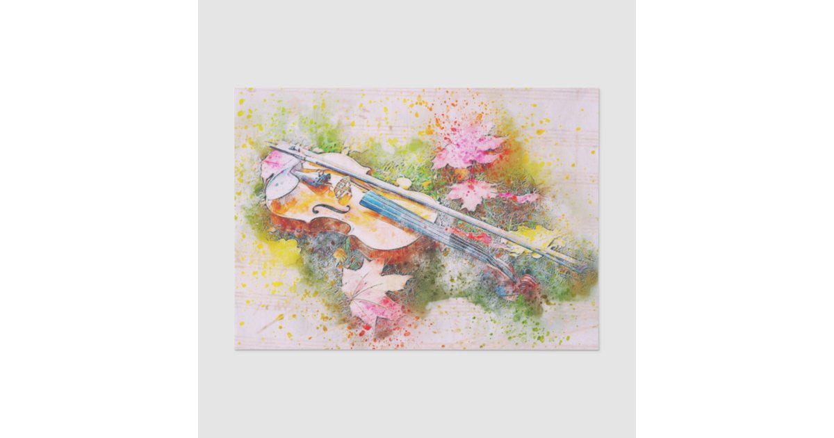 Watercolor Violin Music Decoupage Tissue Paper | Zazzle