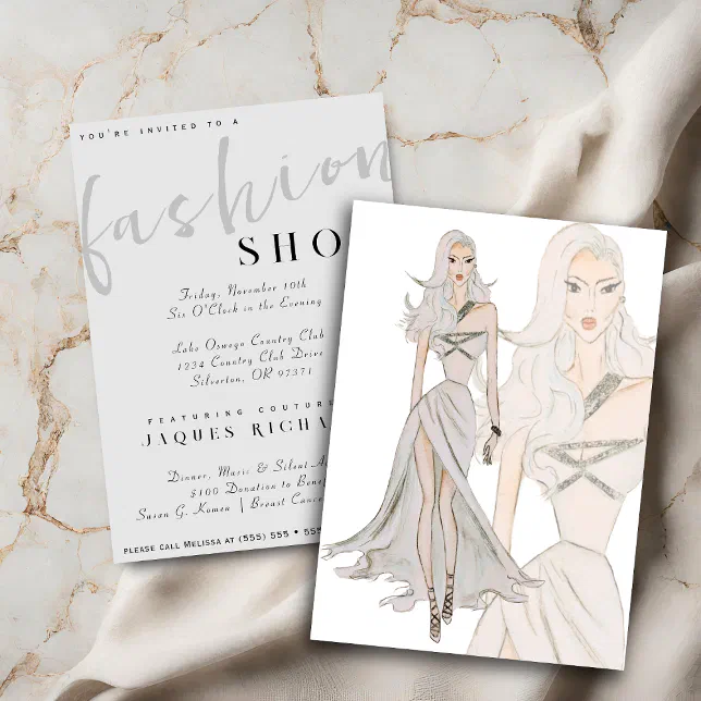 Watercolor Vogue Couture Fashion Show Invitation | Zazzle