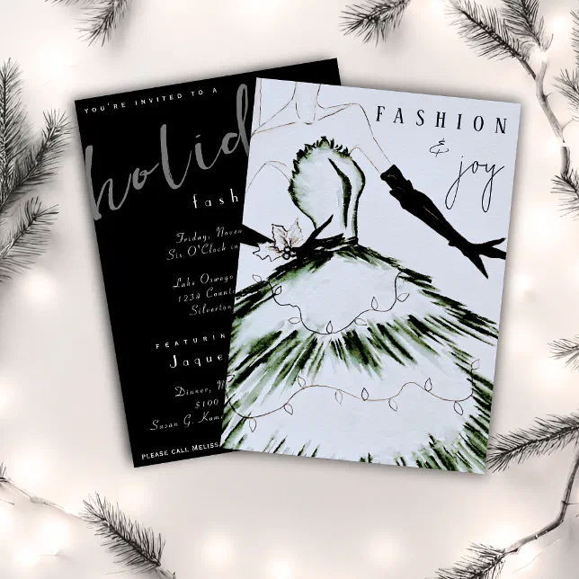 Watercolor Vogue Holiday Fashion Show Invitation | Zazzle