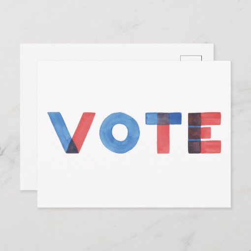 Watercolor VOTE Postcard | Zazzle