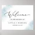 Watercolor Wash | Blue Wedding Welcome Poster | Zazzle