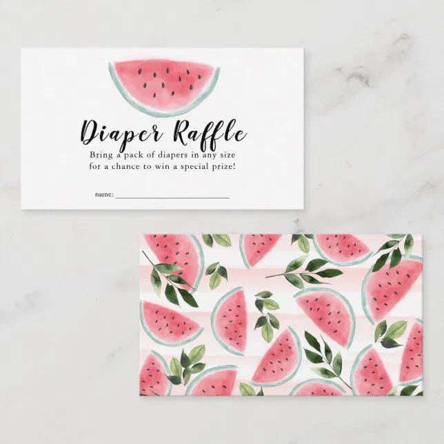 Watercolor Watermelon Diaper Raffle Ticket Enclosure Card | Zazzle