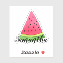 Watercolor Watermelon Slice Name Sticker | Zazzle