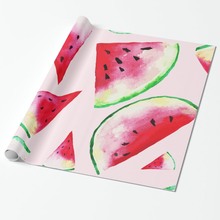 Watercolor Watermelon Slice Pattern Wrapping Paper | Zazzle