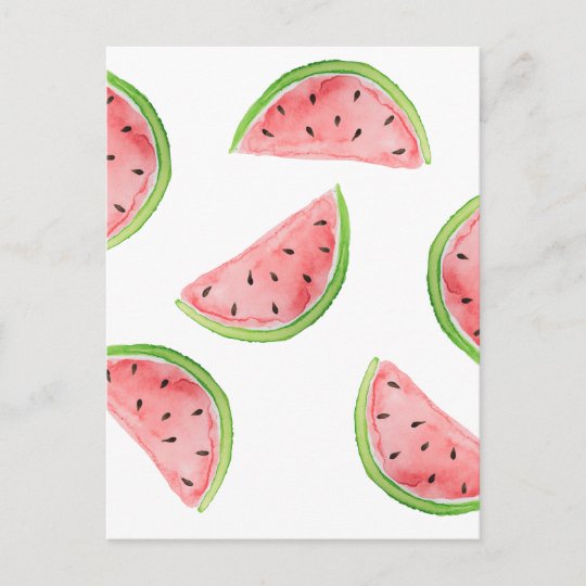 watercolor watermelon slices postcard | Zazzle.com