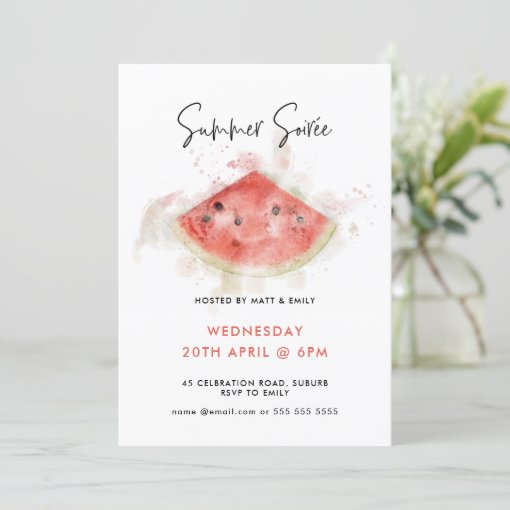 Watercolor Watermelon Summer Party Invitation | Zazzle