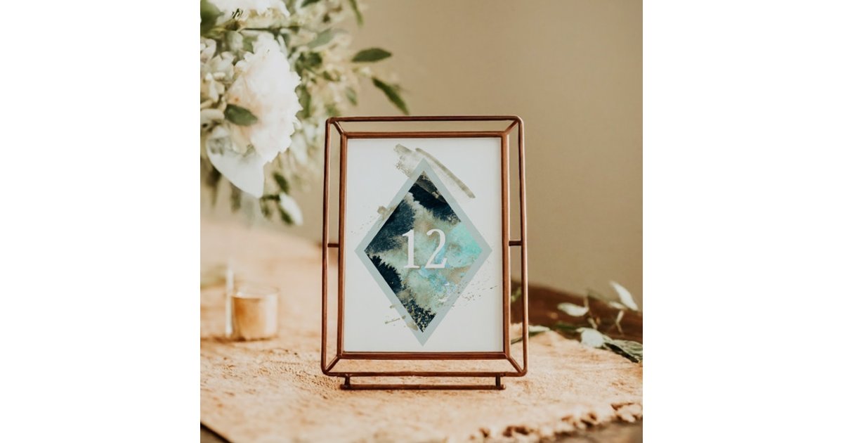 Watercolor Waves Elegant Wedding Table Card | Zazzle