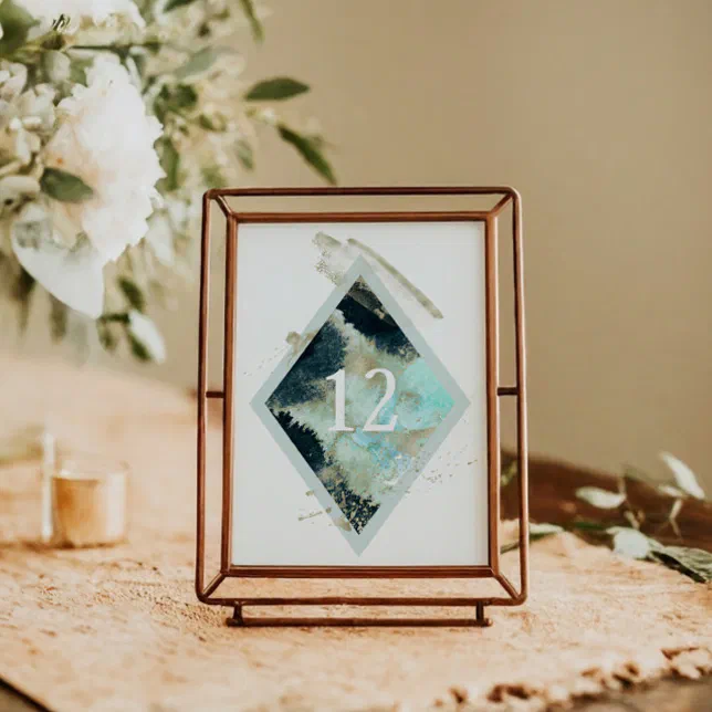 Watercolor Waves Elegant Wedding Table Card | Zazzle