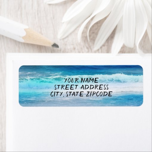 Watercolor Waves Label | Zazzle