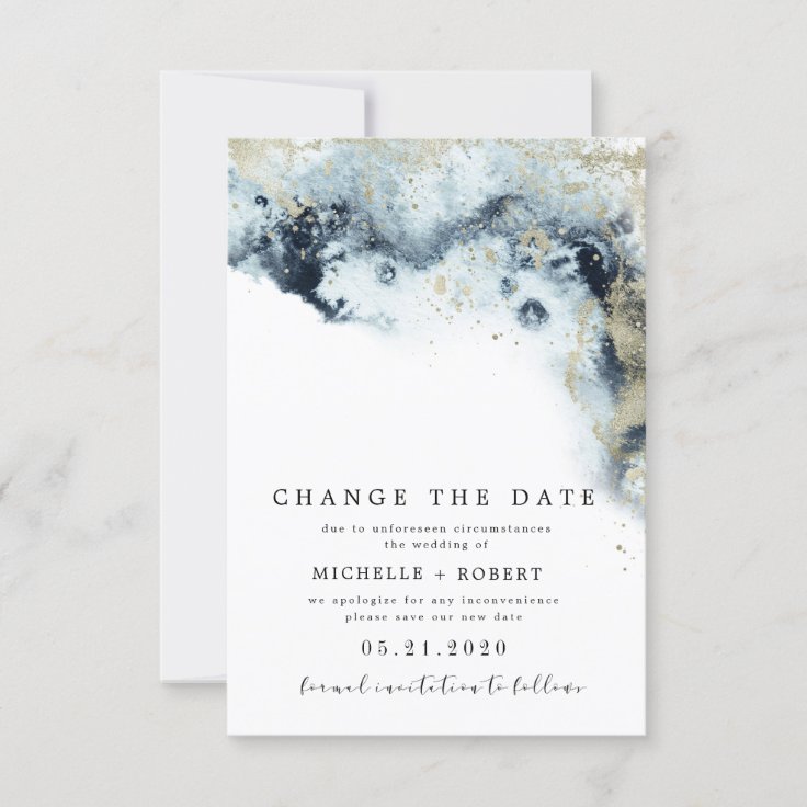 Watercolor Waves Photo Change The Date Invitation | Zazzle