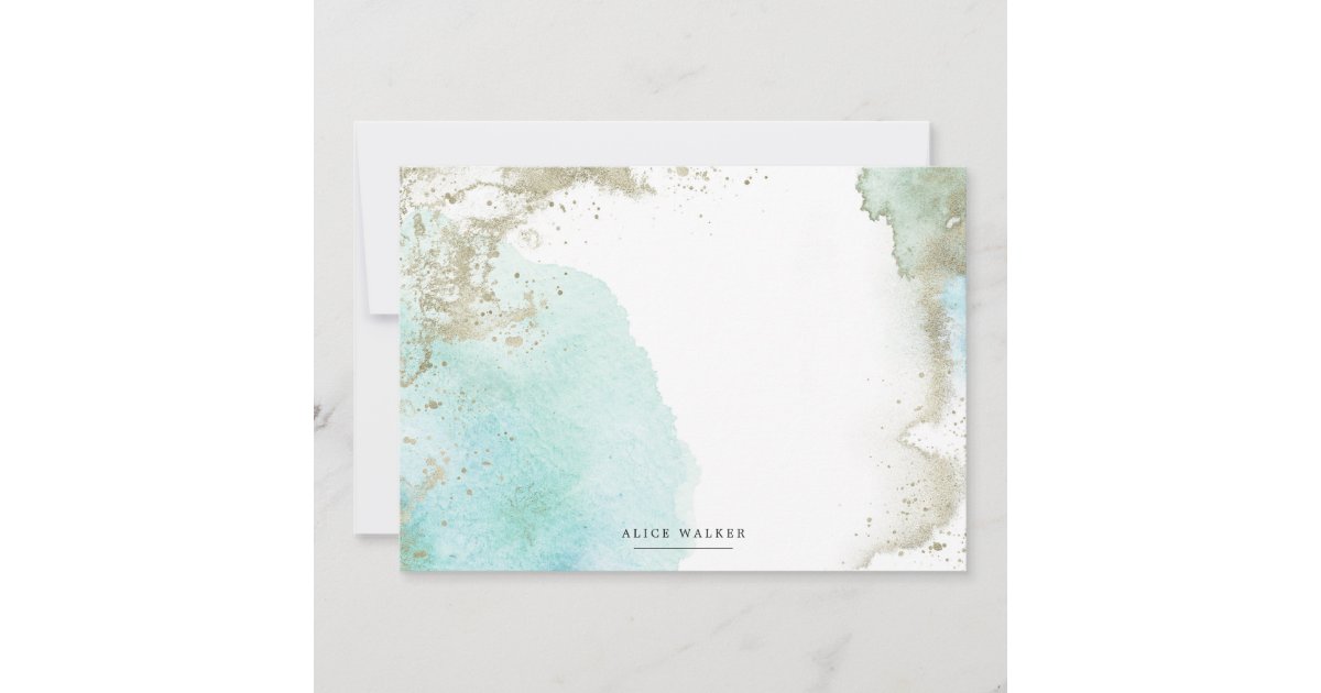 Watercolor Waves Sand Pastel Stationery Note Card | Zazzle