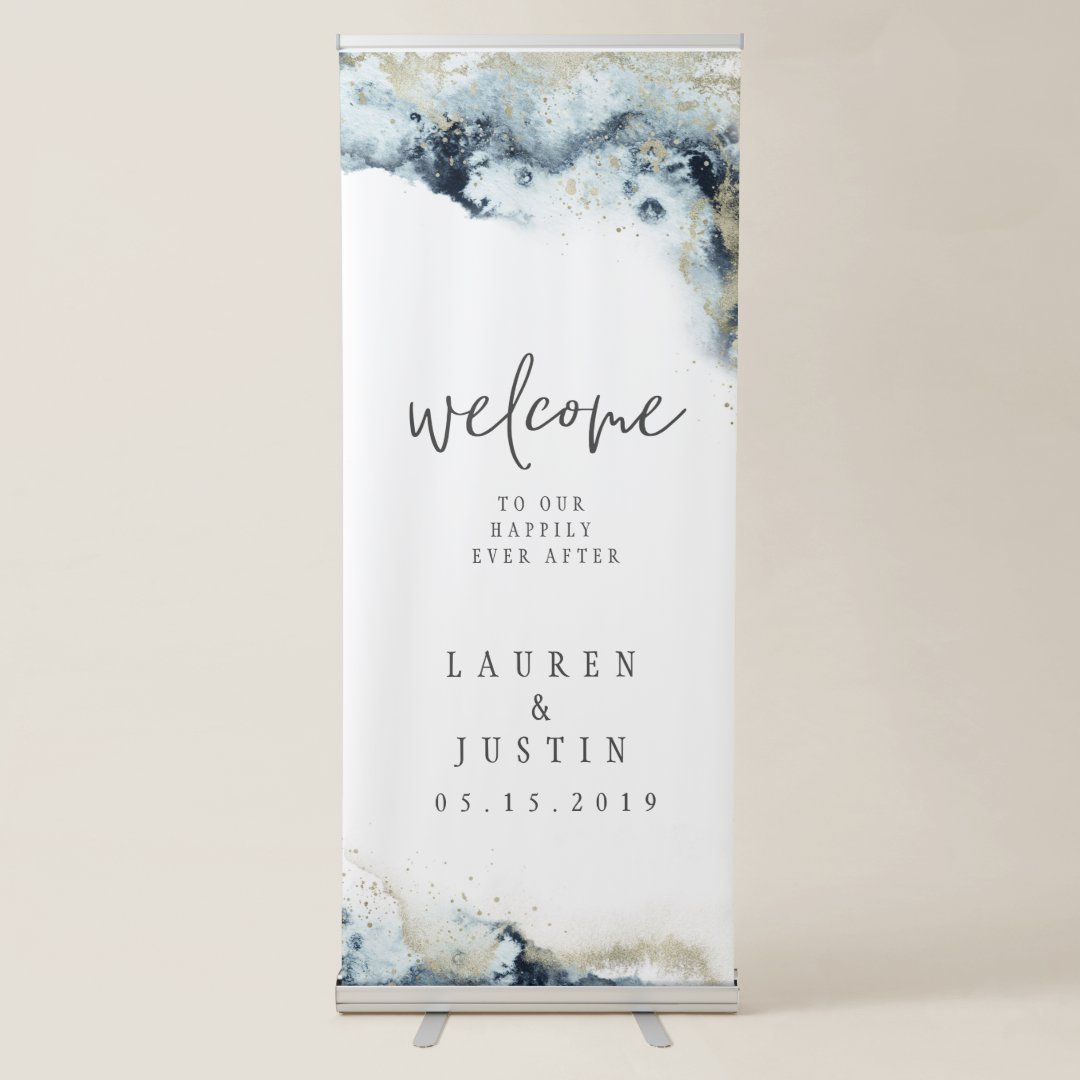 Watercolor Waves Wedding Welcome Banner | Zazzle
