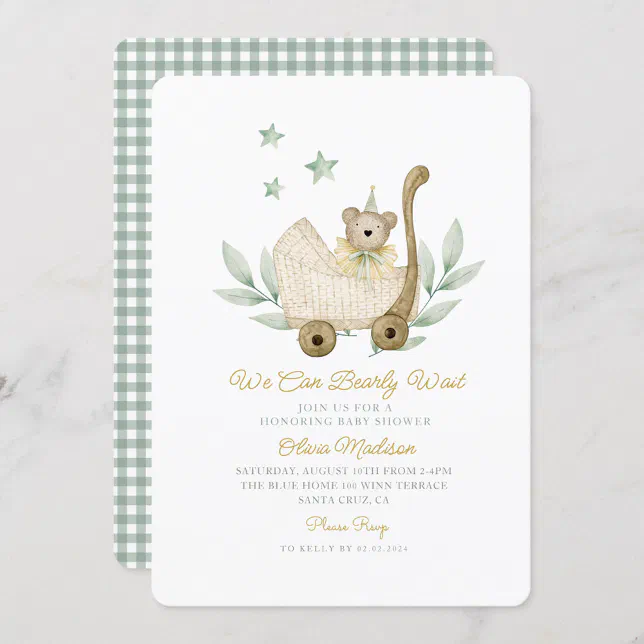 Watercolor We can Bearly Wait Invitation | Zazzle