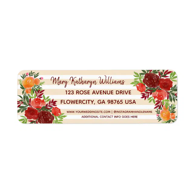 Watercolor Wedding Shower Roses Return Address Label | Zazzle