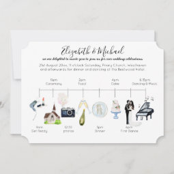 Watercolor Wedding Timeline Icon Program Template | Zazzle